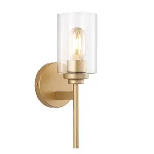JONATHAN Y Juno 1-light Farmhouse Industrial Iron Cylinder Led Sconce Brass Gold