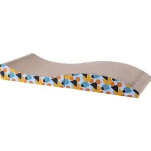 THE LICKER STORE Eero Modern Cardboard Foldable Lounge Cat Scratcher With Catnip - Blue/orange
