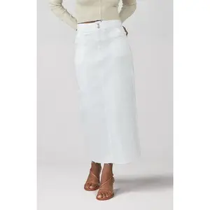 LOLA JEANS High-rise Denim Maxi Skirt - White