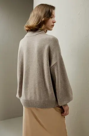 Lilysilk Drop Shoulder Wool-cashmere Sweater - Beige/khaki