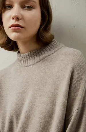Lilysilk Drop Shoulder Wool-cashmere Sweater - Beige/khaki
