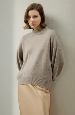Lilysilk Drop Shoulder Wool-cashmere Sweater - Beige/khaki