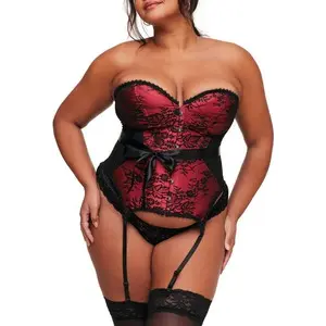 ADORE ME Jasmine Boned Corset & Thong Set - Black
