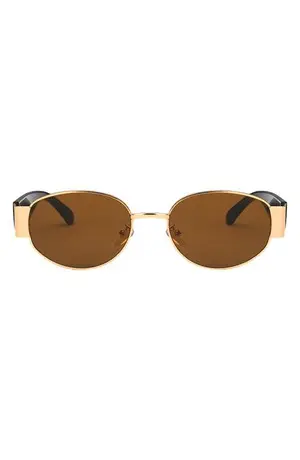 FIFTH & NINTH Elliot Oval Sunglasses - Brown/gold