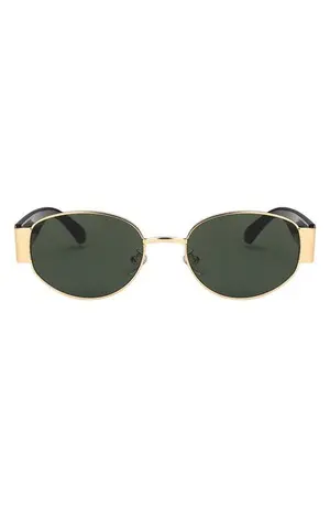 FIFTH & NINTH Elliot Oval Sunglasses - Dark Green/gold