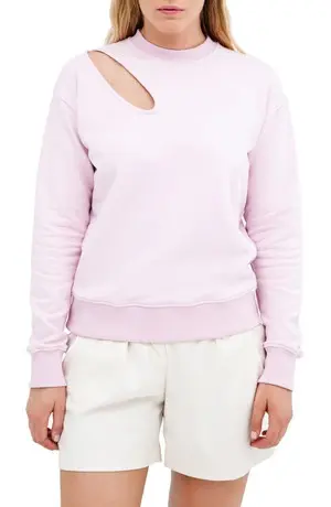 MARCELLA Bartlett Cutout Cotton Sweatshirt - Pink