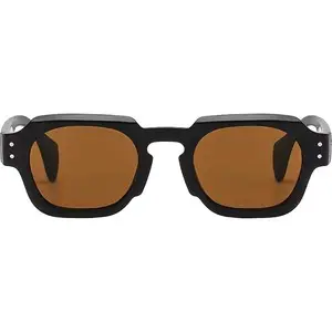 FIFTH & NINTH Echo Polarized Rectangle Sunglasses - Black/brown