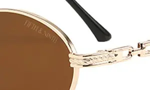 FIFTH & NINTH Blake 52mm Polarized Oval Sunglasses - Brown/gold