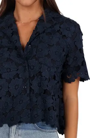 PETAL & PUP Floral Lace Camp Shirt