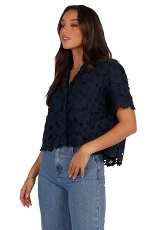 PETAL & PUP Floral Lace Camp Shirt