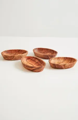 VERVE CULTURE Olivewood Aperitivo Bowlsset Of 4 - Beige
