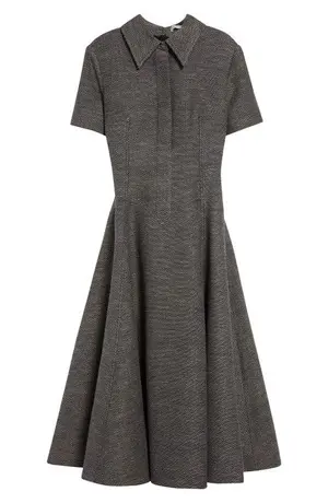 EMILIA WICKSTEAD Jody Stretch Cotton & Linen Herringbone Midi Shirtdress