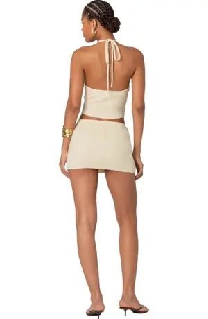EDIKTED Fiona Cinched Rib Halter Top