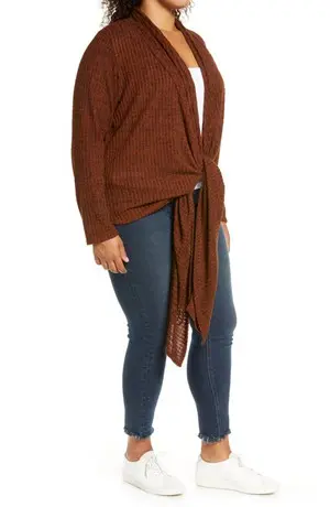 Loveappella Tie-front Cardigan - Rust