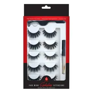 PURSONIC Faux Mink Style False Eyelashes Extensions - Black