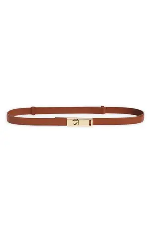 FERRAGAMO FERRAGAMO Hug Gancio Expandable Leather Belt New Cognac