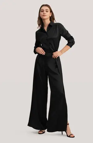 Lilysilk Long Sleeve Collared Silk Blouse - Black