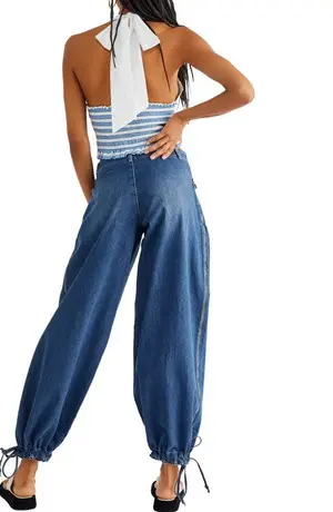 Free People High Waist Barrel Leg Jeans - Juno