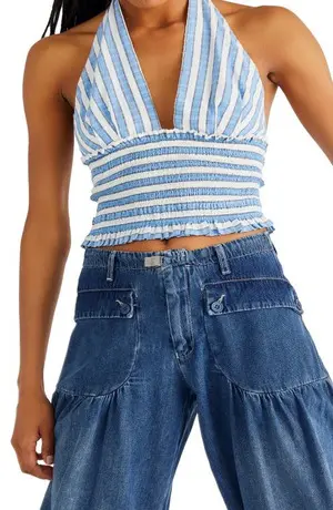 Free People High Waist Barrel Leg Jeans - Juno