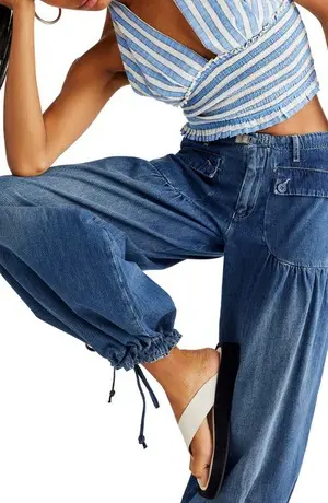 Free People High Waist Barrel Leg Jeans - Juno