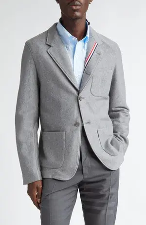 Thom Browne Double Face Knit Cotton Sack Jacket - Medium Grey