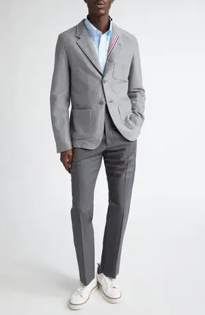 Thom Browne Double Face Knit Cotton Sack Jacket - Medium Grey
