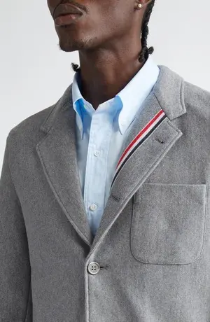 Thom Browne Double Face Knit Cotton Sack Jacket - Medium Grey