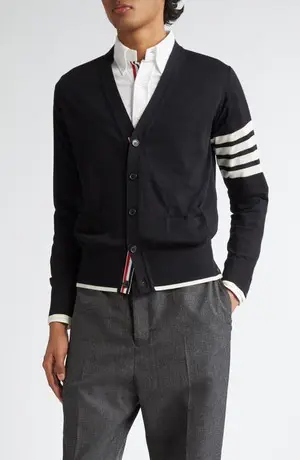 Thom Browne Virgin Wool Cardigan - Black