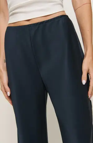 REFORMATION Gale High Waist Satin Pants - Midnight