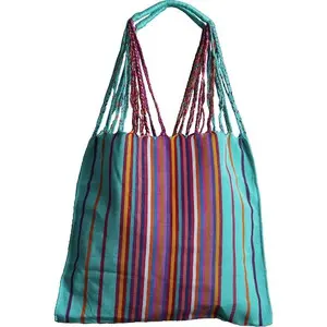 VERVE CULTURE Chiapas Woven Hammock Tote - Aqua