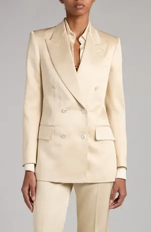 TOM FORD Double-breasted Silk & Wool Twill Blazer