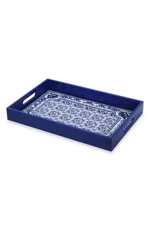 Dolce & Gabbana Carretto Rectangular Wood Tray Navy