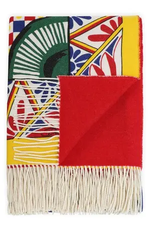 Dolce & Gabbana Caretto Cashmere Throw Blanket - Red Multi