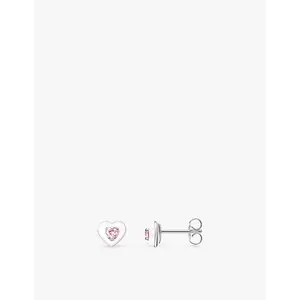 THOMAS SABO Heart-shaped Stud Earrings - Silver Enamel & Cz