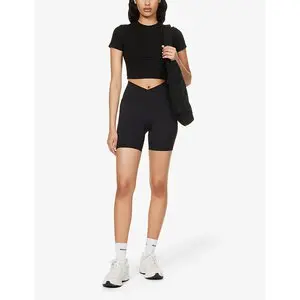 ADANOLA High-rise Wrap-over Crop Biker Shorts