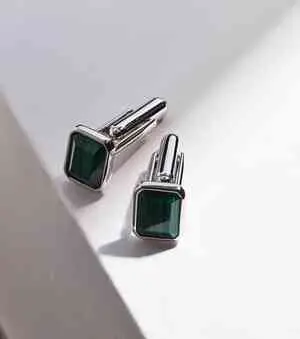 Mateo Sterling Cufflinks With Malachites
