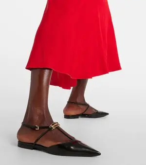 Victoria Beckham B Buckle Leather Slingback Flats