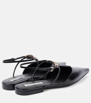 Victoria Beckham B Buckle Leather Slingback Flats