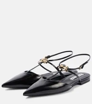Victoria Beckham B Buckle Leather Slingback Flats