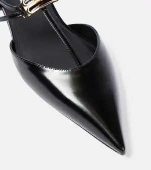 Victoria Beckham B Buckle Leather Slingback Flats