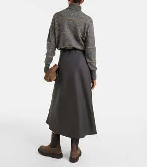 Brunello Cucinelli Wool-blend Midi Skirt - Grey