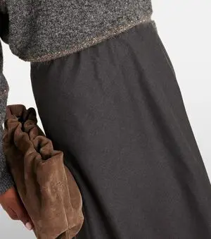 Brunello Cucinelli Wool-blend Midi Skirt - Grey