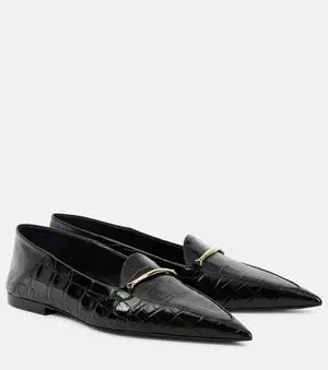 Victoria Beckham Morsetto Croc-effect Leather Loafers - Black