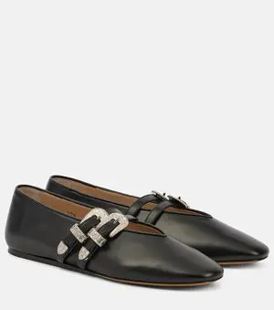 Le Monde Beryl Claudia Leather Ballet Flats - Black
