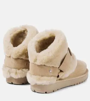 Burberry Shearling-trimmed Suede Ankle Boots - Green