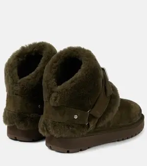 Burberry Shearling-trimmed Suede Ankle Boots - Grey