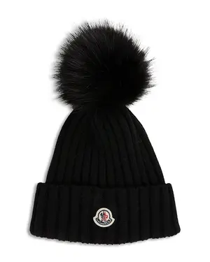 Moncler Ribbed Beanie - Black