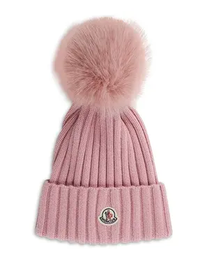 Moncler Ribbed Beanie - Pink