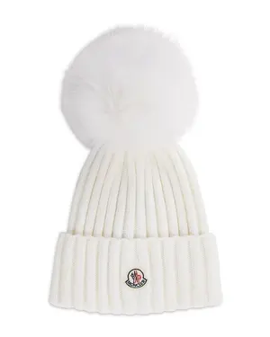 Moncler Ribbed Beanie - White