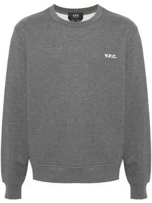 A.p.c. Flocked-logo Sweatshirt - Grey